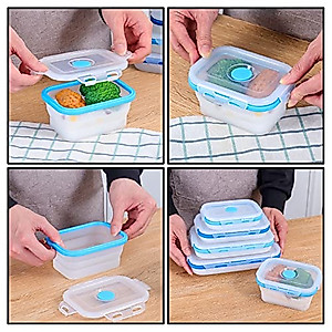ECOBERI Collapsible Food Storage Containers, Food Grade Silicone, BPA Free, Airtight Snap-Top Lids, Microwave and Dishwasher Safe, Set of 5