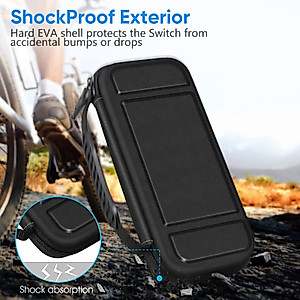 Fintie Carrying Case for Nintendo Switch OLED Model 2021/Switch 2017, [Shockproof] Hard Shell Protective Cover Travel Bag with 10 Game Card Slots & Inner Pocket, Black