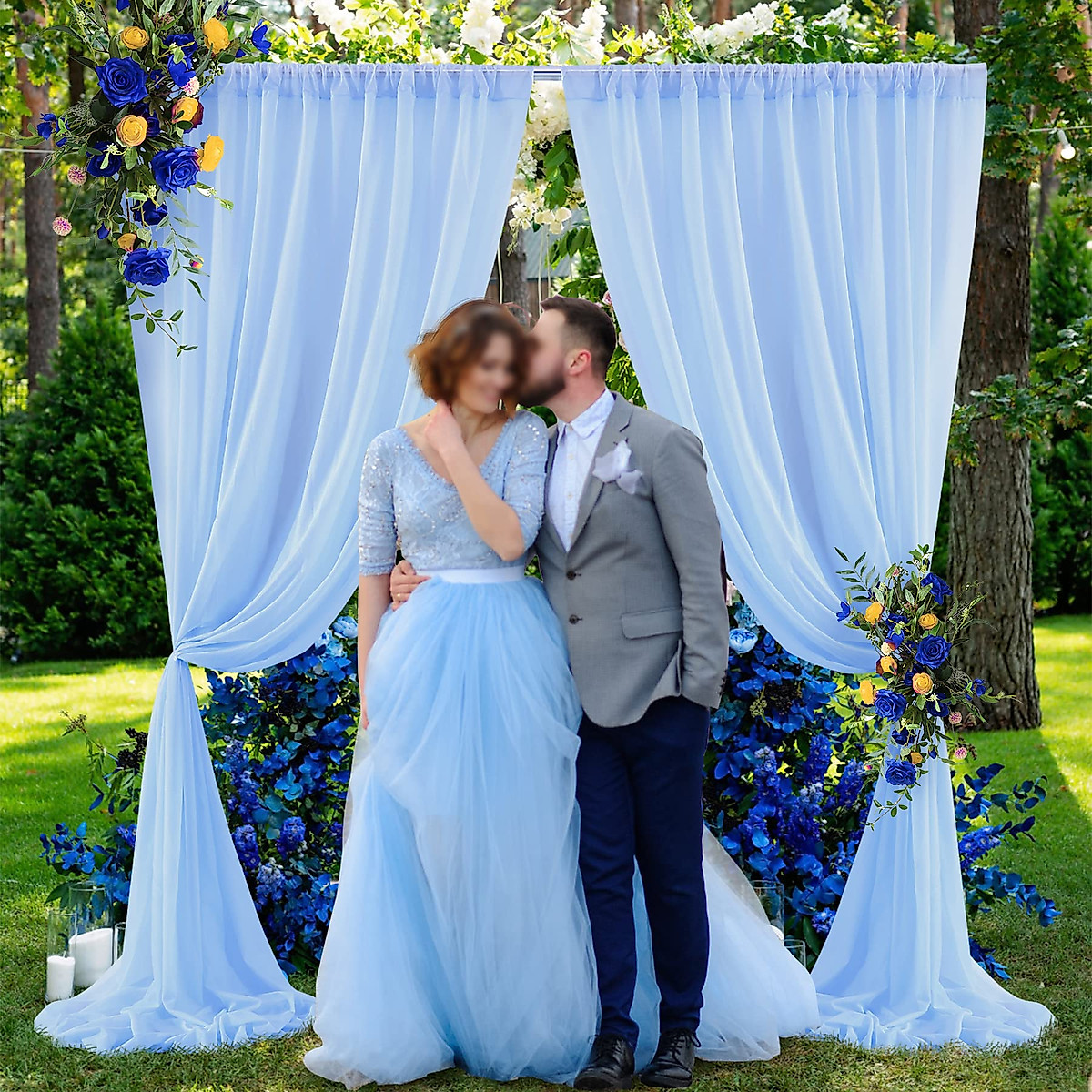 Baby Blue Backdrop Curtain for Parties Baby Blue Chiffon Sheer Fabric Drape Wedding Arch Backdrop for Birthday Party Photo Baby Shower 10ft x 7ft