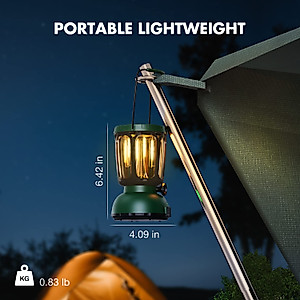 Mesqool Camping Lantern Rechargeable Battery 6000mAh, 650LM LED Lanterns for Power Outages Emergency Hurricane, Solar Hand Crank Lantern for 200 Hours