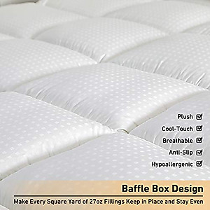 Atarashi 3 Inch Thick Mattress Topper Queen,400TC Pillow Top Mattress Topper,Soft Cotton Mattress Pad Cover,Breathable & Plush Down Alternative Fill,Fit to 8”-21” Mattress,White