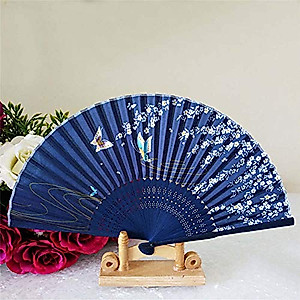 RAZZUM Decorative Folding Fans Pattern Folding Dance Wedding Party Lace Silk Folding Hand Held Flower Fan Hand Fan Cool Bamboo Flower Personalized Chinese Fans Fan (Color : Grey)