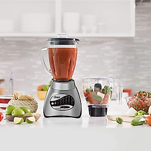 Oster Core 16-Speed Blender with Glass Jar, Black, 006878. Brushed Chrome