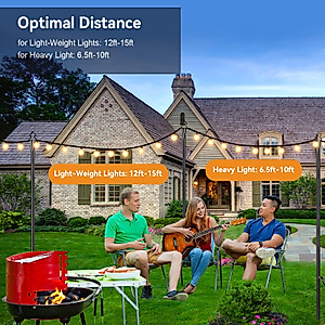 WizSar String Light Poles 2 Pack 9.8FT Light Pole for Outside Hanging - Backyard, Garden, Patio, Deck Lighting Stand for OutdoorParties, Wedding