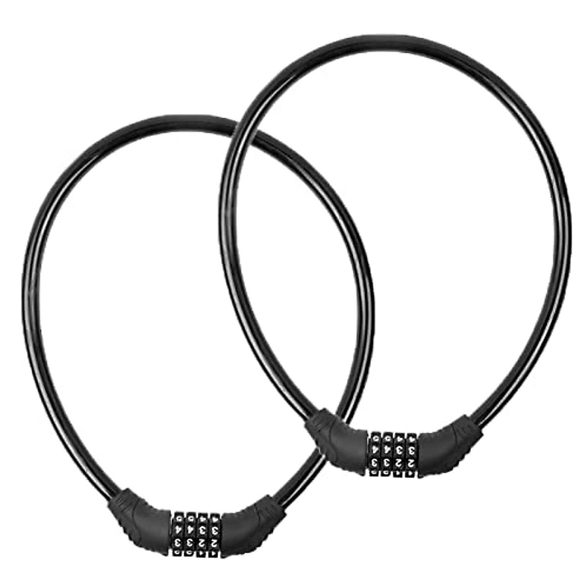 2 PACK Bike Locks Cable,Anti Theft Bicycle Lock Chain,4 Digit Security Resettable Bike Combination Lock Self Coiling Combination Cable Combo Bike Locks Without Mounting Bracket,2 Feetx1/2 Inch (Black)