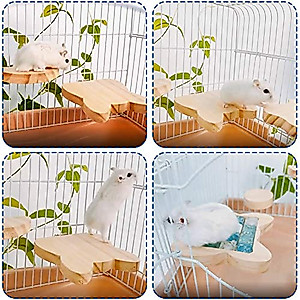 5 Pcs Hamster Cage Platform Set, Wooden Chinchilla Stand Board Pet Rest Platform with Screw Nut Washer Cage Accessories Cage Platform for Small Animal Pet Birds Parrots Gerbils