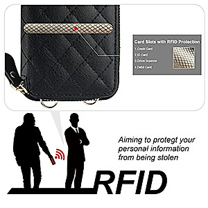 Bocasal Crossbody Wallet Case for iPhone 14, RFID Blocking PU Leather Zipper Handbag Purse Flip Cover, Kickstand Folio Case with Card Slots Holder Wrist Strap Lanyard 5G 6.1 Inch (Black)