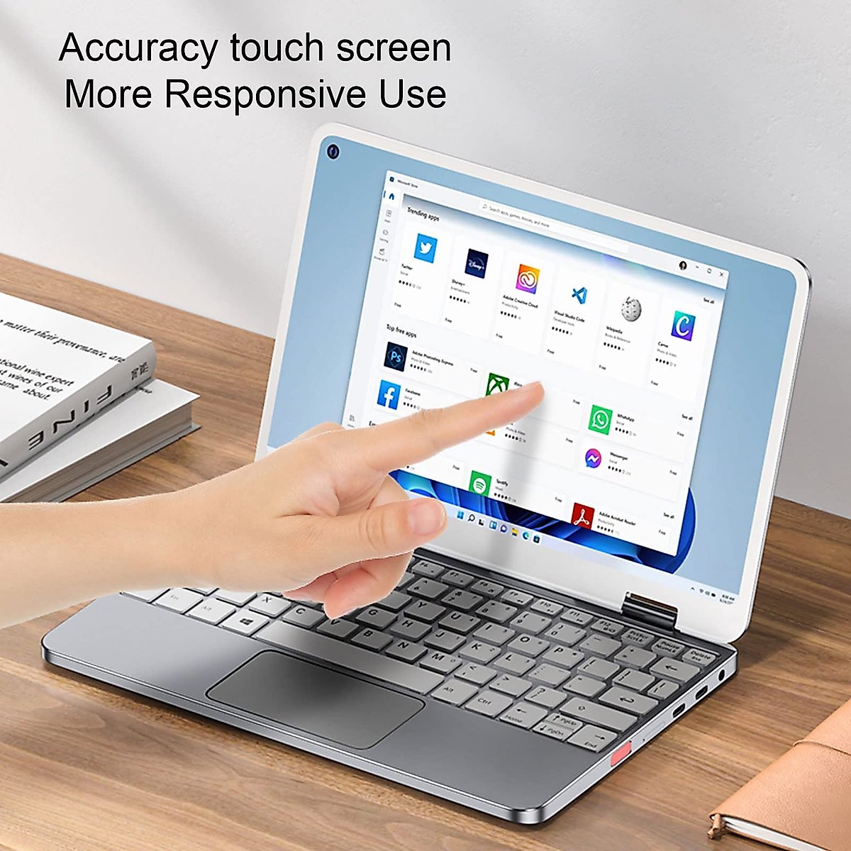 2 in 1 Touchscreen Laptop,10.8inch FHD 360° Rotatable Notebook Computer Tablet PC with Stylus,LPDDR4 8GB RAM 512GB SSD,for Windows 11,USB2.0,Type C,SD Slot,3.5mm