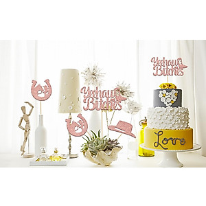 12Pcs Rose Gold Cowgirl Decorations Western Centerpieces for Tables, Yee Haw Bitches Table Topper, Western Cowgirls Centerpieces Sticks, Western Bachelorette Birthday Party Supplies