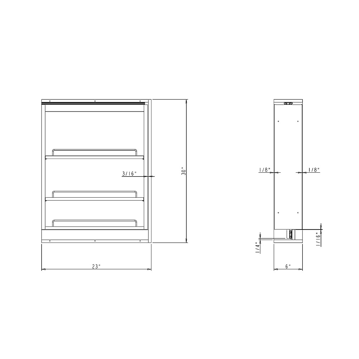 Dowell 8" Base Filler Pullout with Adjustable Shelves (4005 0630B)