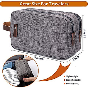 Men and women's Toiletry Bag Dopp Kit Travel Bathroom Bag Waterproof Shaving Shower Cosmetic Organizer (Grey)