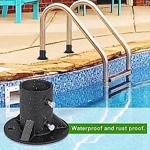 Insaga Chain Link Fence Pole Floor Flange, 2.5" Base Flange, Heavy Solid Fence Post Concrete Mount for Holding The Fence/Mailbox/Flag Round Posts(OD 2-3/8''), Bolts/Side Screws are Included, 1Piece