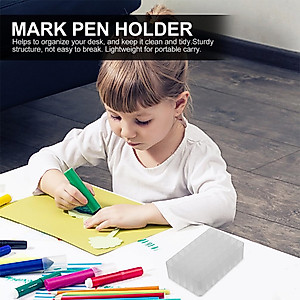 Portable Desk Marker Holder Stand 3pcs Art Marker Storage Tray 40 Hole Pen Holder Rack Paint Colored Pencils Markers Organizer for Office Home White Makeup Brush Organizer