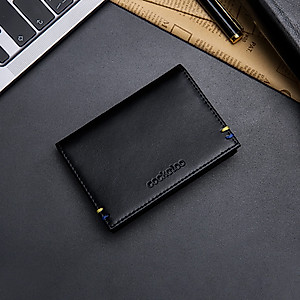 Cockatoo Business Card Case Holder for Men & Women, Genuine Leather Vertical Bifold RFID Front Pocket Wallets