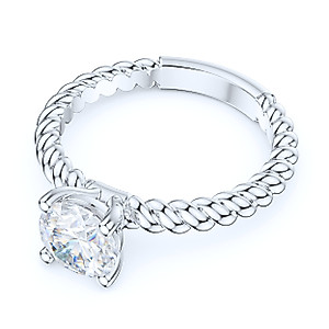 PRSTANI Sterling Silver Twisted Rope Comfortable Shank 1CT Simulated Round Brilliant Diamond Promise Solitaire Engagement Ring (5)