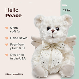Bearington Peace, 12 Inch Teddy Bear Angel Stuffed Animal, Makes a Great Gift for Baptism, Birthday, Anniversary, or Holiday