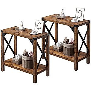 IDEALHOUSE Narrow End Table for Small Spaces, Rectangular Farmhouse Nightstand Sofa Side Table for Living Room, Bedroom, Lounge(Vintage)