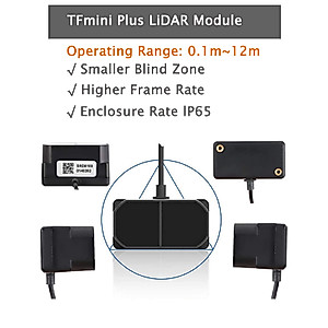 TFmini Plus Lidar Module Single-Point Micro Range Finder 0.1-12m IP65 Waterproof Dustproof Distance Sensor Obstacle Avoidance Module UART I2C IIC I/O