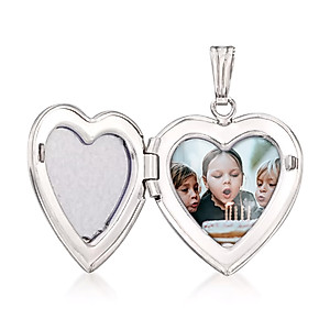 Sterling Silver Floral Heart Locket Necklace With 14kt Yellow Gold Cross. 18 inches