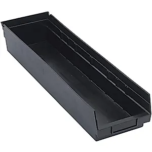 QUANTUM STORAGE SYSTEMS K-QSB106BK-6 6-Pack Plastic Shelf Bin Storage Containers, 23-5/8 inch x 6-5/8 inch x 4 inch, Black