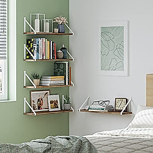 Wallniture Bora 24"x6" Floating Shelves for Wall Decor, Bookshelf Living Room Decor, Wall Shelves for Bedroom Decor, Bathroom Shelves, Kitchen Floating Shelf Burnt Set of 5