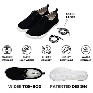 Andoze Natural Sneakers | Men & Women Shoes | Lightweight & Comfortable Lace ups | Eco Friendly, Fashion & Casual Footwear with Extra Laces - Fearless Black