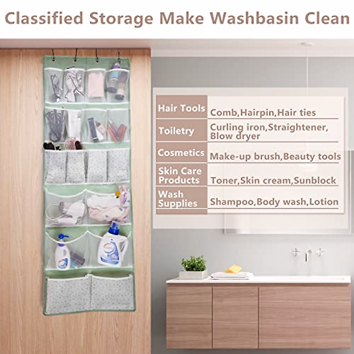 KANCNT 18 Pocket Over the Door Shoes Organizers, Hanging Storage Rack, Closet Hang Holder Rack with 4 Metal Hooks to Organize Shoes Toys Hat Underwear Socks in Entryway,Bathroom,Pantry