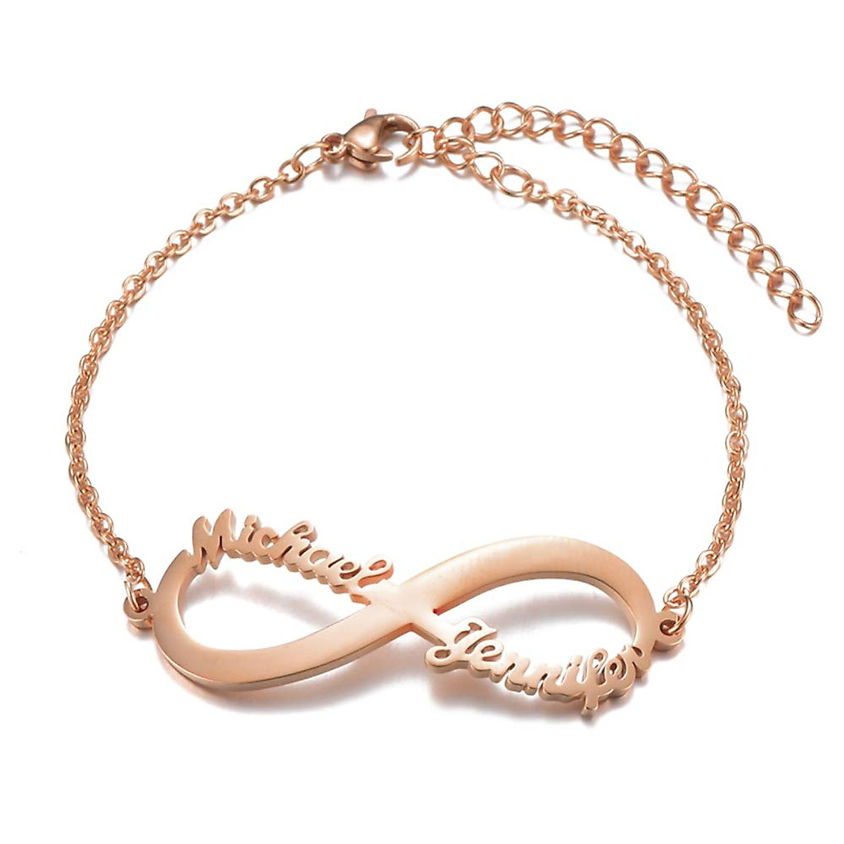 RMREWY Infinity Symbol Custom Name Bracelet 925 Sterling Silver Engrave Any Name Personalized Bracelet Ankle Customized Gift for Women