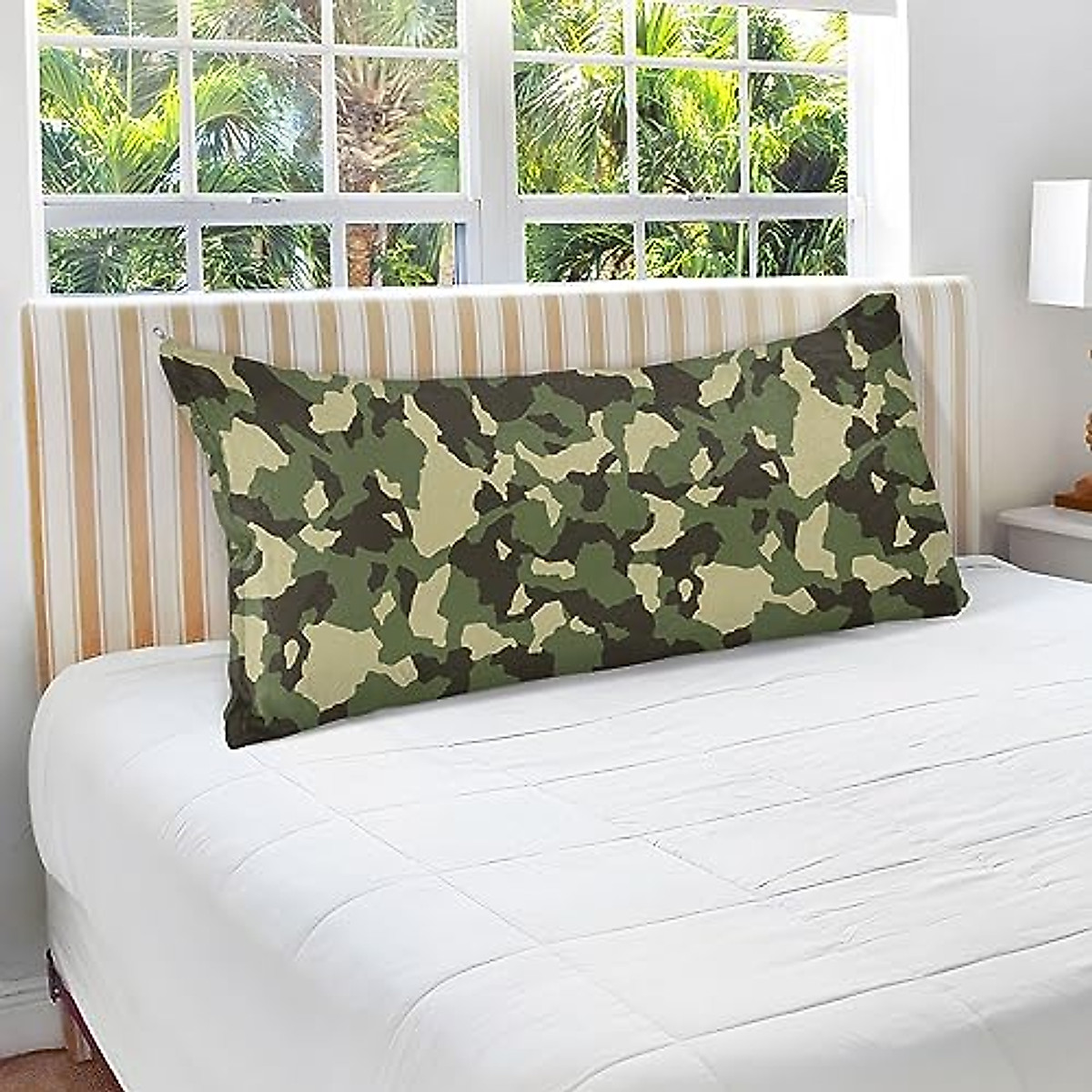 Camouflage Army Green Pillow Cases King Size Velvet Pillow Covers Super Soft Decorative Pillowcase with Zipper for Bedroom Sofa Couch Home Decoration