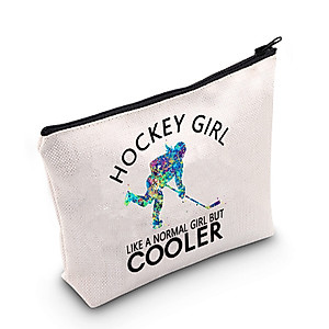 TSOTMO Hockey Sports Zipper Pouch Ice Hockey Gift Hockey Designs Hockey Like A Normal But Cooler Cosmetic Bag For Women (Hockey G)