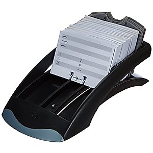 Durable Telindex Desk Address Card File, Holds 500 2.88 X 4.13 Cards, 5.13 X 9.31 X 3.56, Plastic, Graphite/black