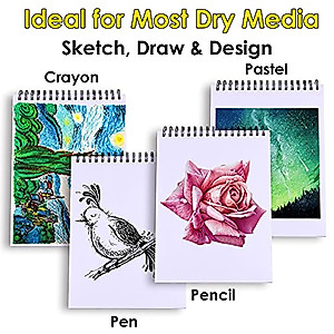 Dyvicl Sketch Pad 9"x12" Sketch Book Set, Pack of 2, 100 Sheets Each(68 lb/100gsm), Spiral Bound Acid Free Drawing Paper for Graphite Pencil, Colored Pencil, Charcoal, Soft Pastel