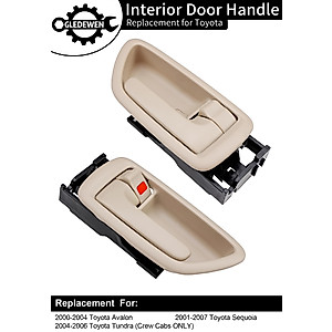 Interior Door Handles Set W/ Bezel (4Pcs), Compatible with 2000-2007 Toyota Avalon Sequoia Tundra（Crew Cabs), Beige, Front & Rear Inside Left Driver & Right Passenger | 69206-0C030-E1,69205-0C030-E1