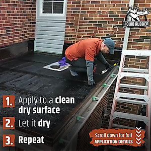 Liquid Rubber Waterproof Sealant - Multi-Surface Leak Repair Indoor and Outdoor Coating, Water-Based, Easy to Apply, Original Black, 1 Gallon