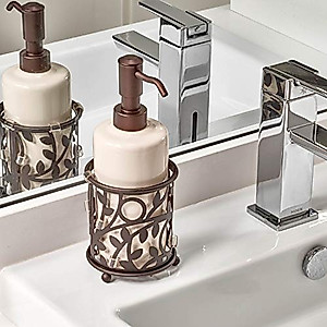 iDesign Ceramic Soap Dispenser Pump, The Vine Collection - 13oz, 3.5" x 3.5" x 8.75", Vanilla and Bronze
