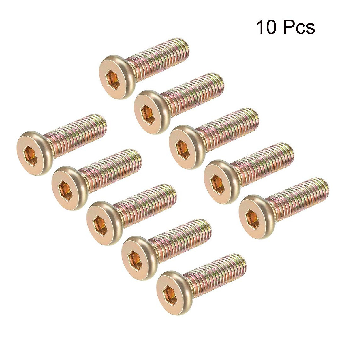 uxcell M8x25mm Furniture Screw Hex Socket Machine Screws Zinc Plated Fasteners Bolts Full Thread Carbon Steel 10Pcs