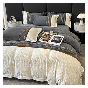 Fluffy Soft Milk Velvet Bedding Set Coral Velvet Duvet Cover 4 Piece Set Super Soft and Comfortable Winter Warm (Color : 7, Size : 2.0m b (12 2.0m bed)