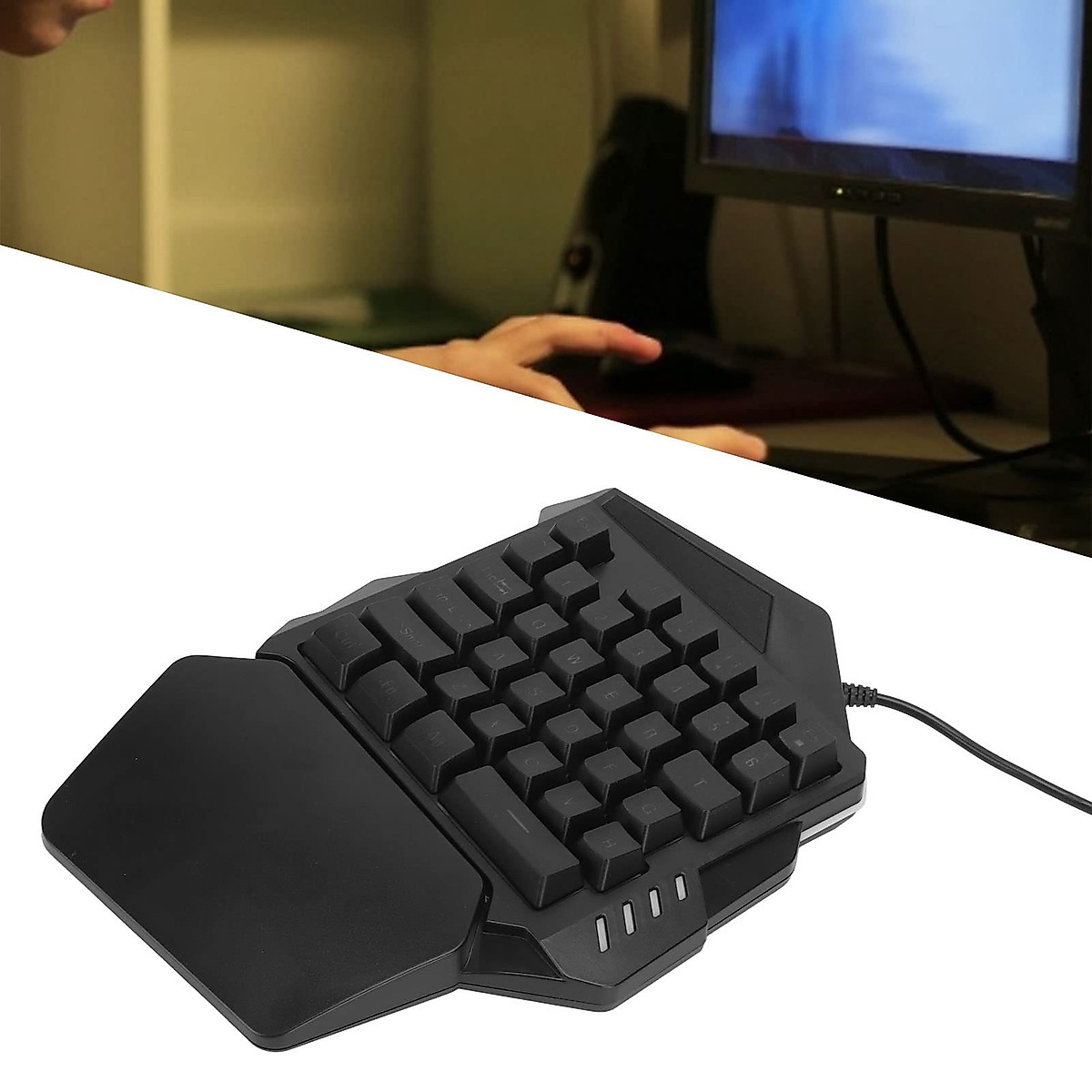 Acogedor One Handed Macro Mechanical Keyboard, 35 Keys Portable Mini Gaming Keyboard with RGB Backlight, 5 Multimedia Keys for Playing Games