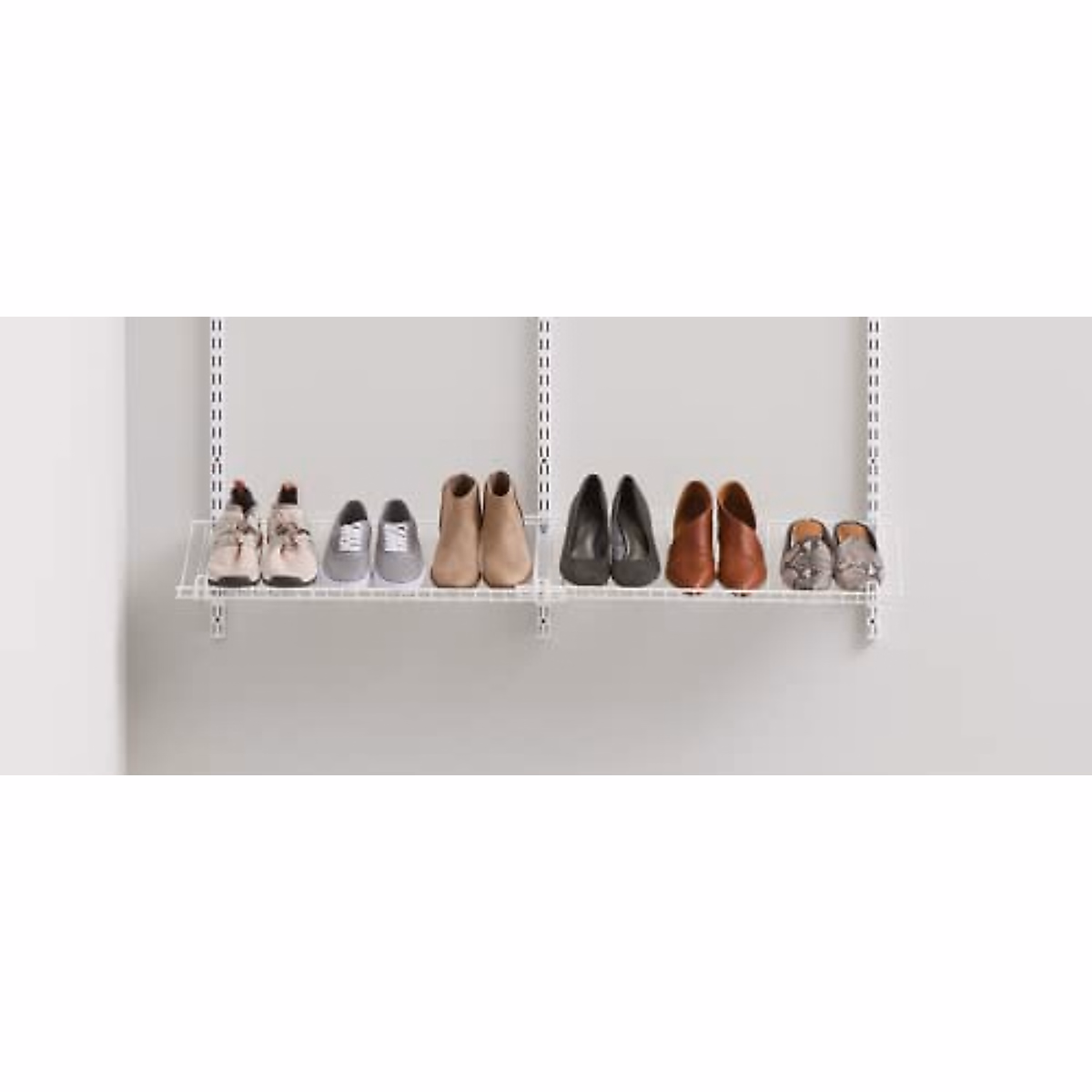 Rubbermaid Customizable Wall Mount Shoe Shelf, White, for Home/House/Closet/Laundry/Linen Organization