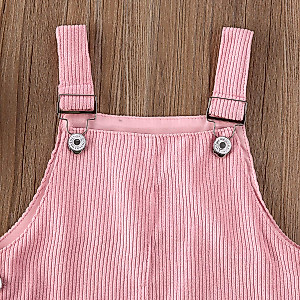 Mubineo Toddler Baby Girl Corduroy Pocket Overall Dress Kids Casual Bib Dresses (Pink, 5T)