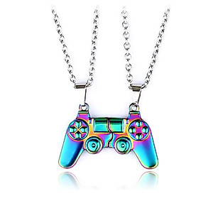 Pingyongchang H&Z Mutual Attraction Game Controller Necklace for Couple Matching Console Handle Pendant for Best Friends Friendship Valentine's Gifts Sister Necklace-colourful