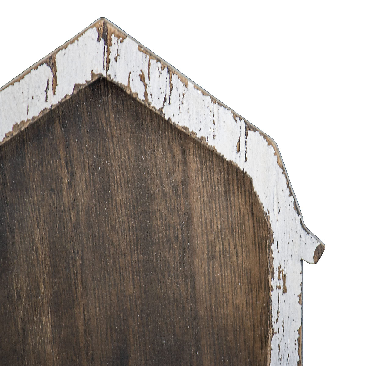 Foreside Home & Garden White Rustic Antique Wood Barn Shaped Decorative Storage Trinket Tray