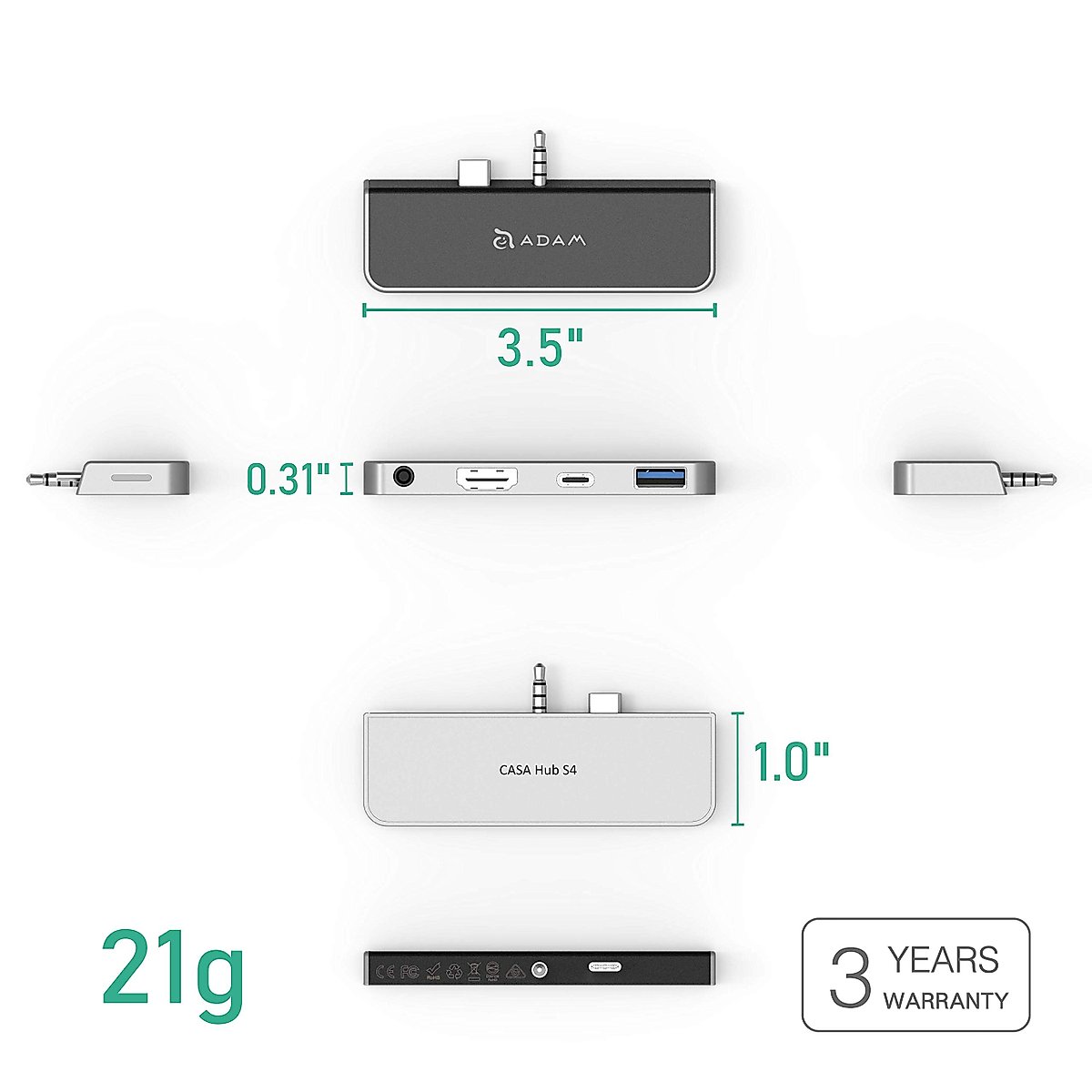 CASA HUB S4 USB-C 3.1 4 Port Hub for Microsoft Surface Go