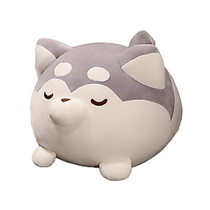 TONGSONG Plush Husky Stuffed Animal Husky Dog Hugging Pillow Cuddly Husky Plushies Dog Toy Husky Huggable Anime Husky Gifts for Kids and Lovers in Birthday, Valentines (Gray, 20 Inch)