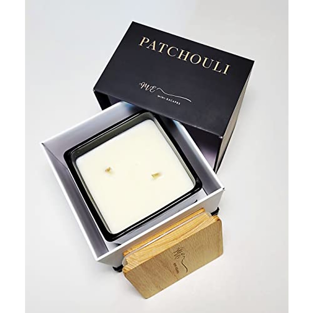 ME Mini-Escapes 14 Oz Patchouli Scented Soy Wax Candle with Inspirational Quote Fragrant Blend of Sweet Orange, Violet, Rose & Iris Relaxation & Stress Relief for Home or Office