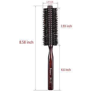 PERFEHAIR Soft Boar Bristle Round Brush for Fine, Thin Hair or Beards - 1.3 inch for Drying, Styling, Curling, Adding Volume