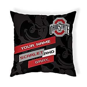 Ohio State Buckeyes Scarlet and Gray Throw Pillow | Personalized | Custom