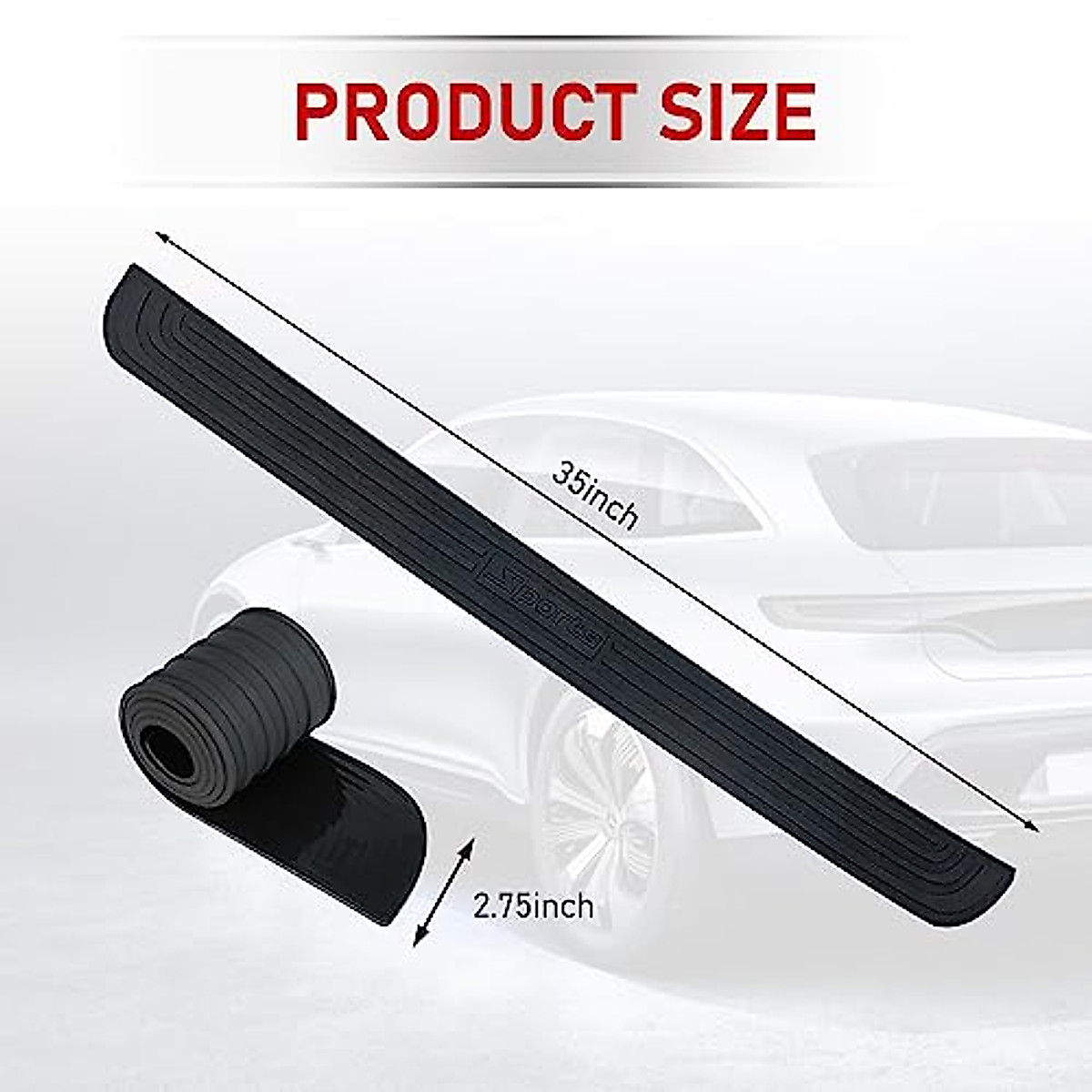 cueclue 1 PC Rear Bumper Protector, Car Universal Door Sill Protector Strip, Car Trunk Door Entry Guards, Car Exterior Trim Accessories, for Cars SUV (Black #Sport)