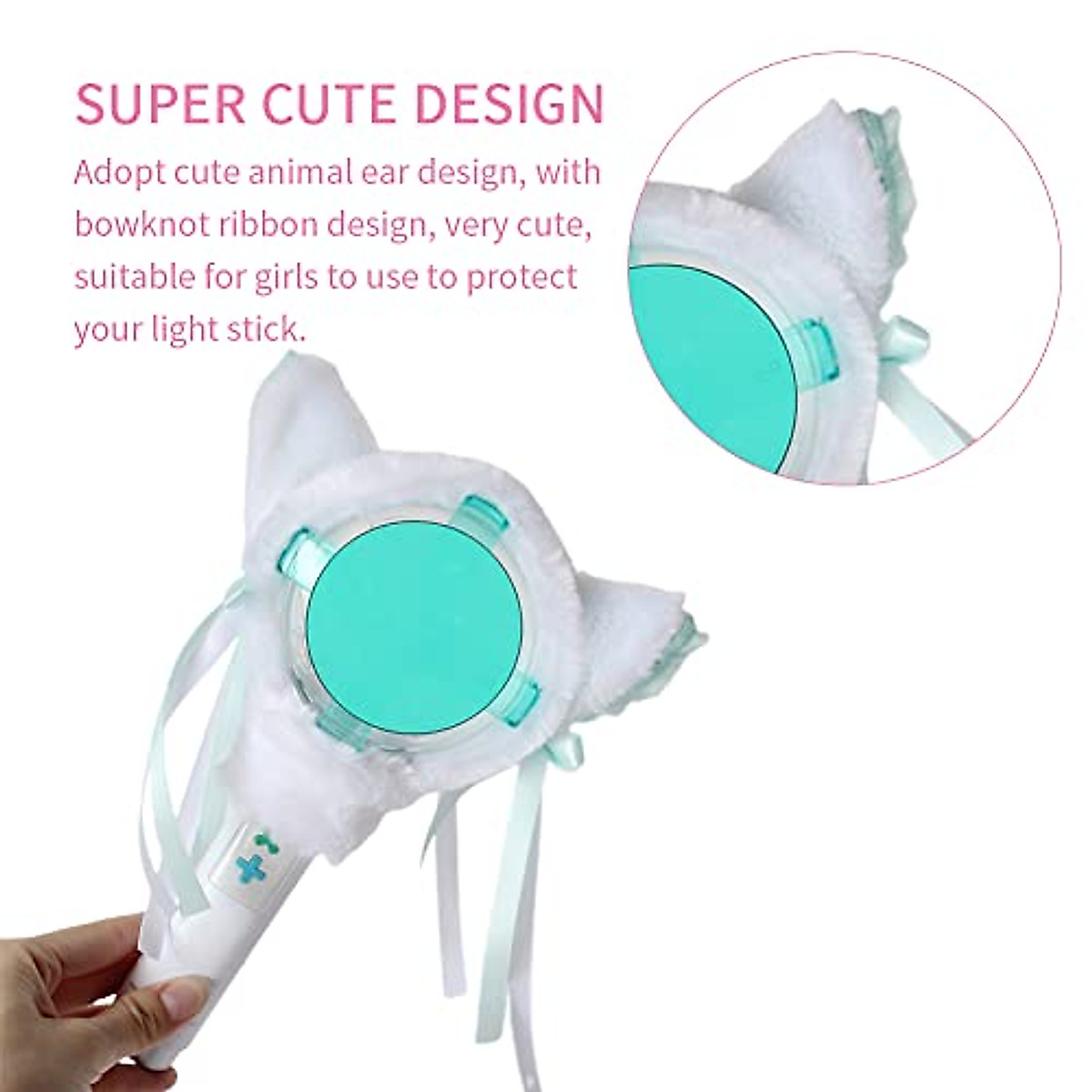Lightstick Cover,Plush Cartoon Light Stick Covers,Glow Sticks Decorative Cute Protective Cover with Animal Ear Shape for Kpop TXT Concerts,Shows,Performance