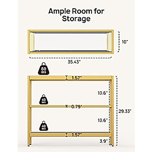 Evajoy Console Table, 35" Entryway Table with 3 Tiers, Foyer Tables, Open Glass Sofa Table for Living Room, Foyer, Entryway, Bedroom, Hallway